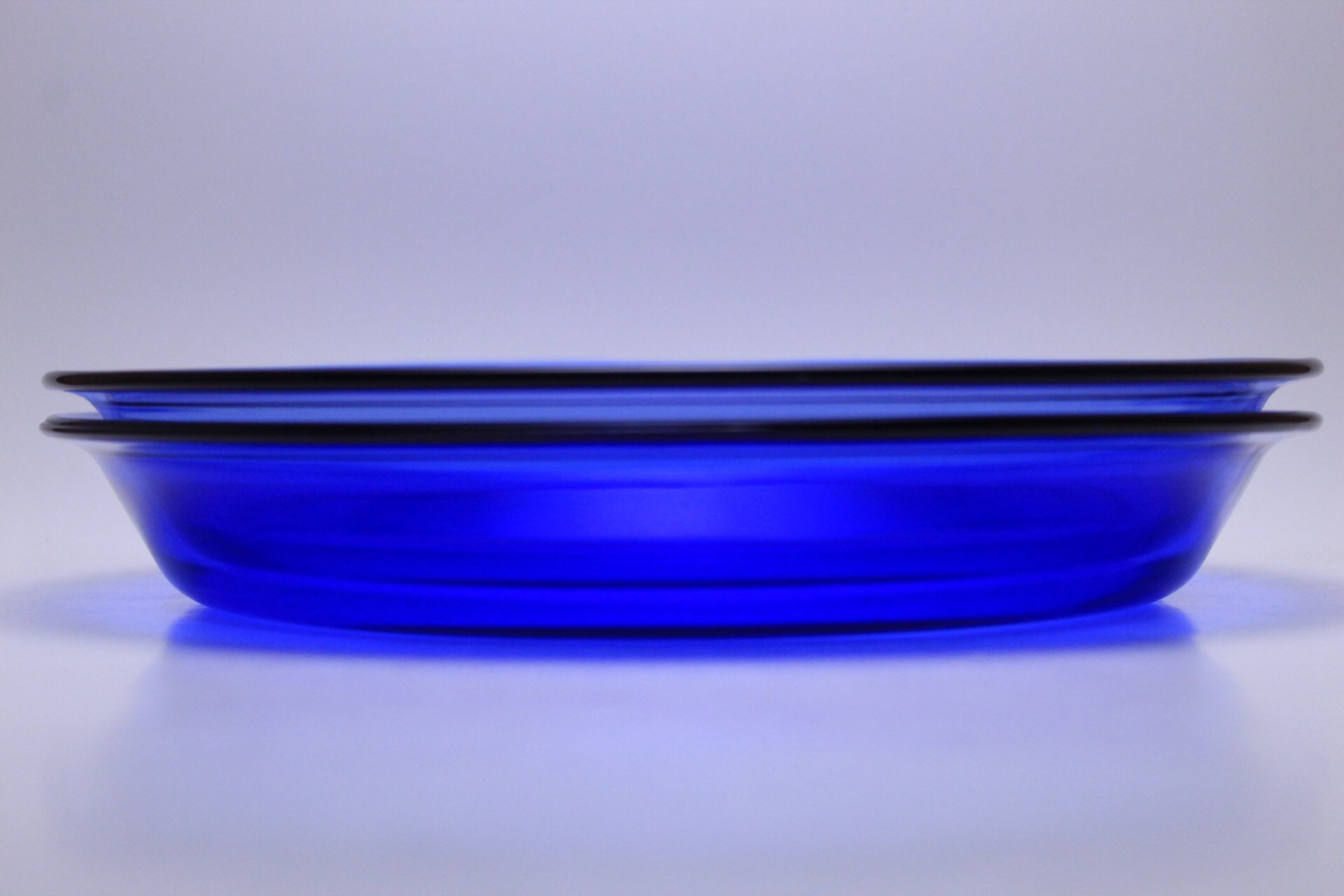 Cobalt Blue Glass Pyrex Pie Dish Pair, Blue Glass Pyrex 2-piece Pie ...
