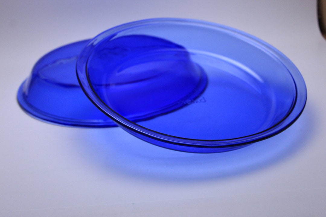 Cobalt Blue Glass Pyrex Pie Dish Pair, Blue Glass Pyrex 2-piece Pie ...