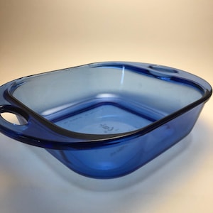 Vintage Blue Glass Square Bakeware, Blue Baking Dish in Vintage Glass ...