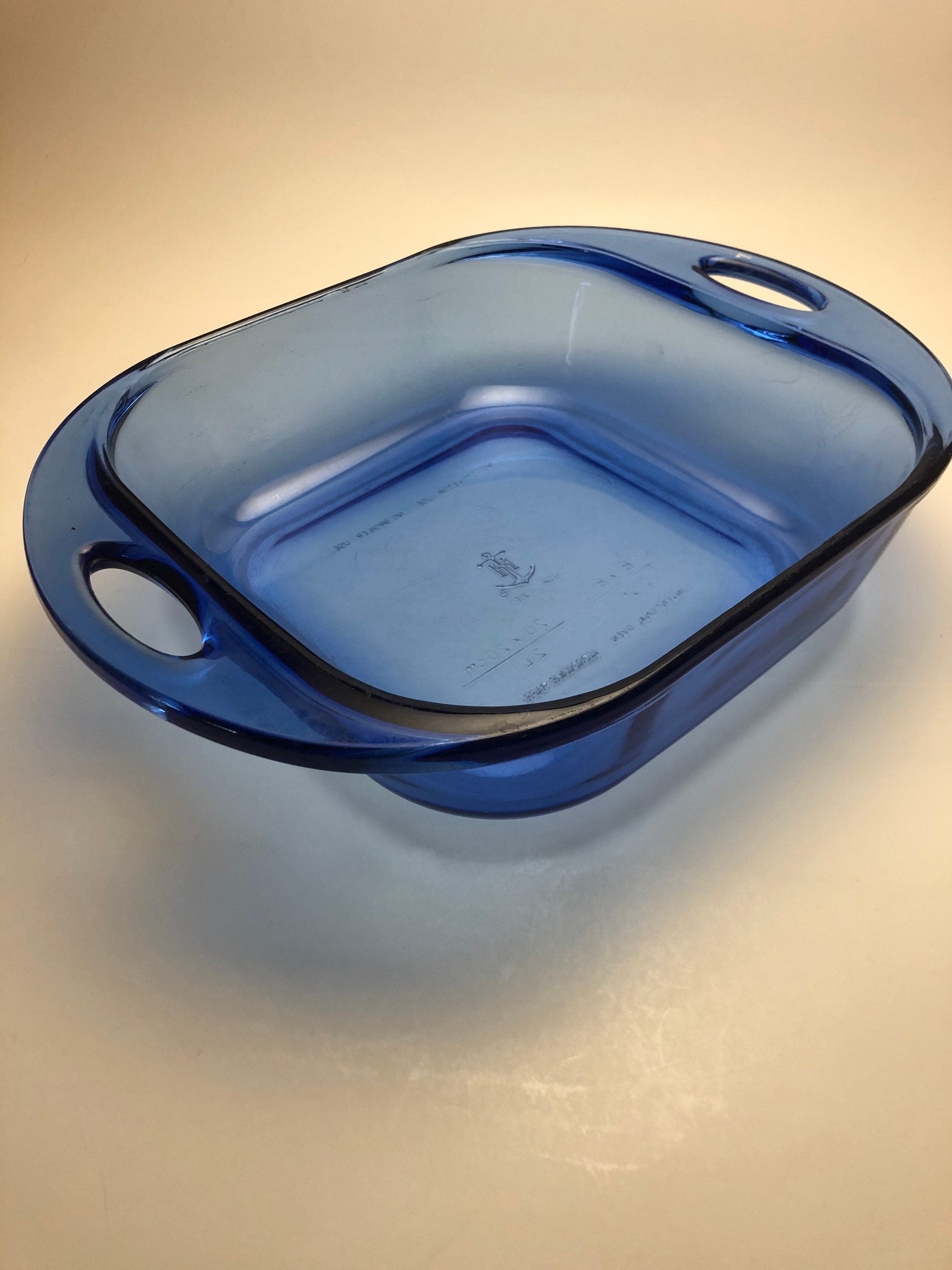 Vintage Blue Glass Square Bakeware, Blue Baking Dish in Vintage Glass ...