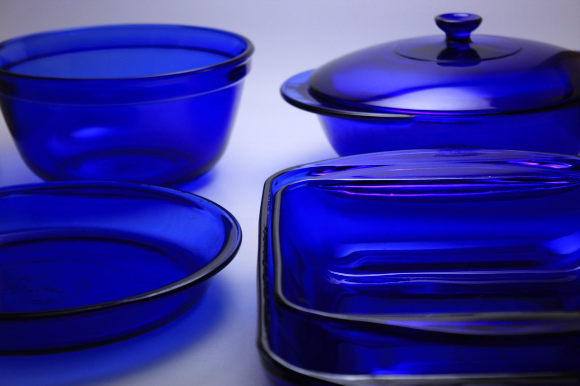 Cobalt Blue Glass Bakeware Set in Anchor Hocking Vibrant Blue | Etsy