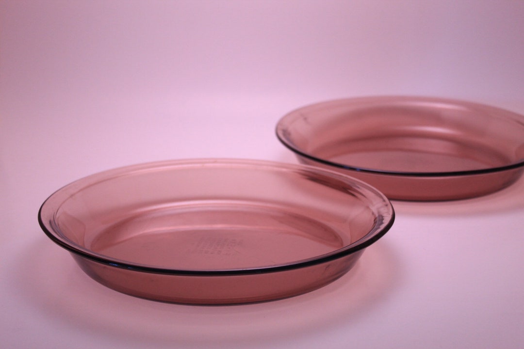 2 Piece Pyrex Cranberry Glass Pie Dish Set, Vintage Cranberry Pyrex ...