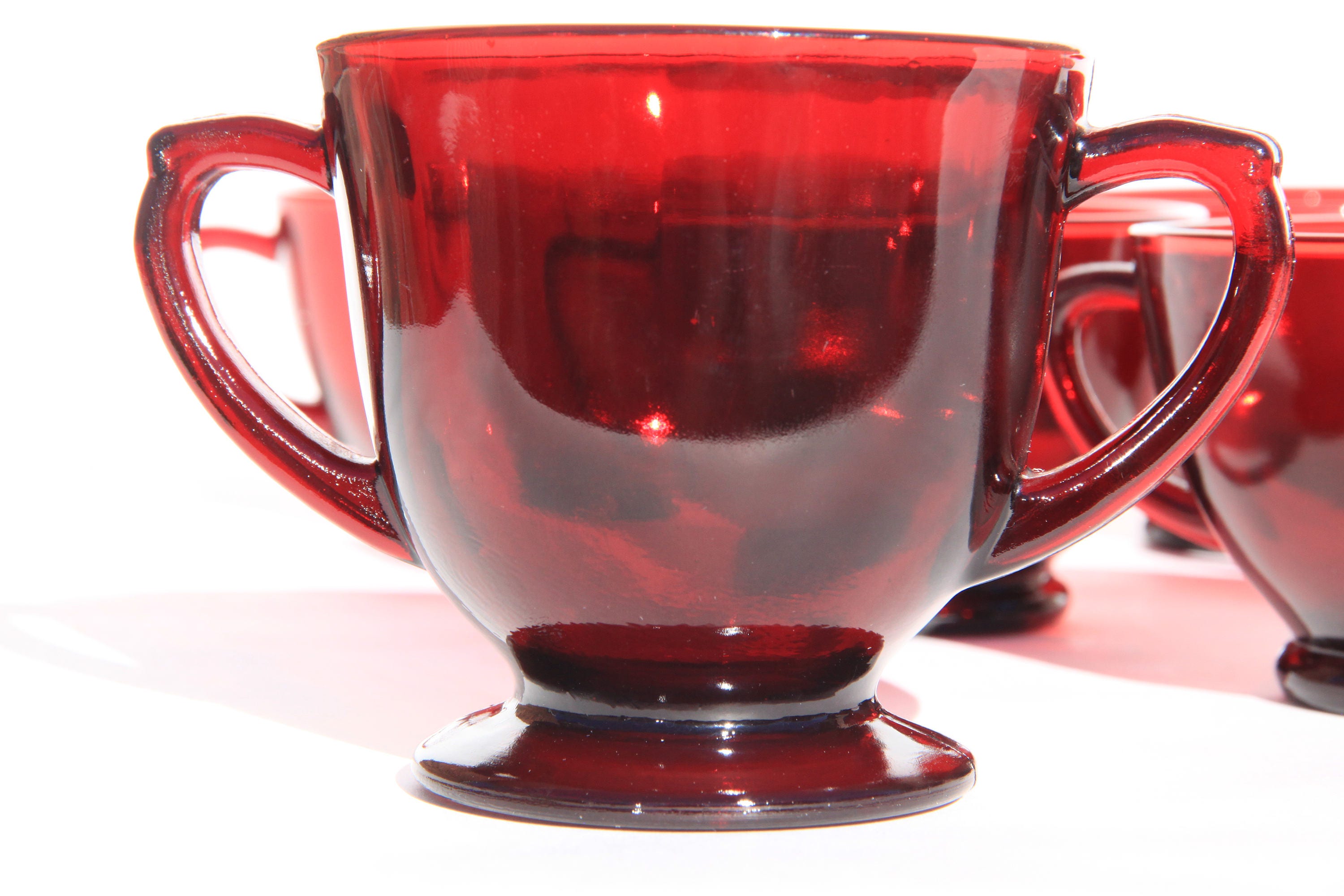 Red Vintage Glassware Set in Royal Ruby Anchorglass, 9 Piece Ruby Red ...