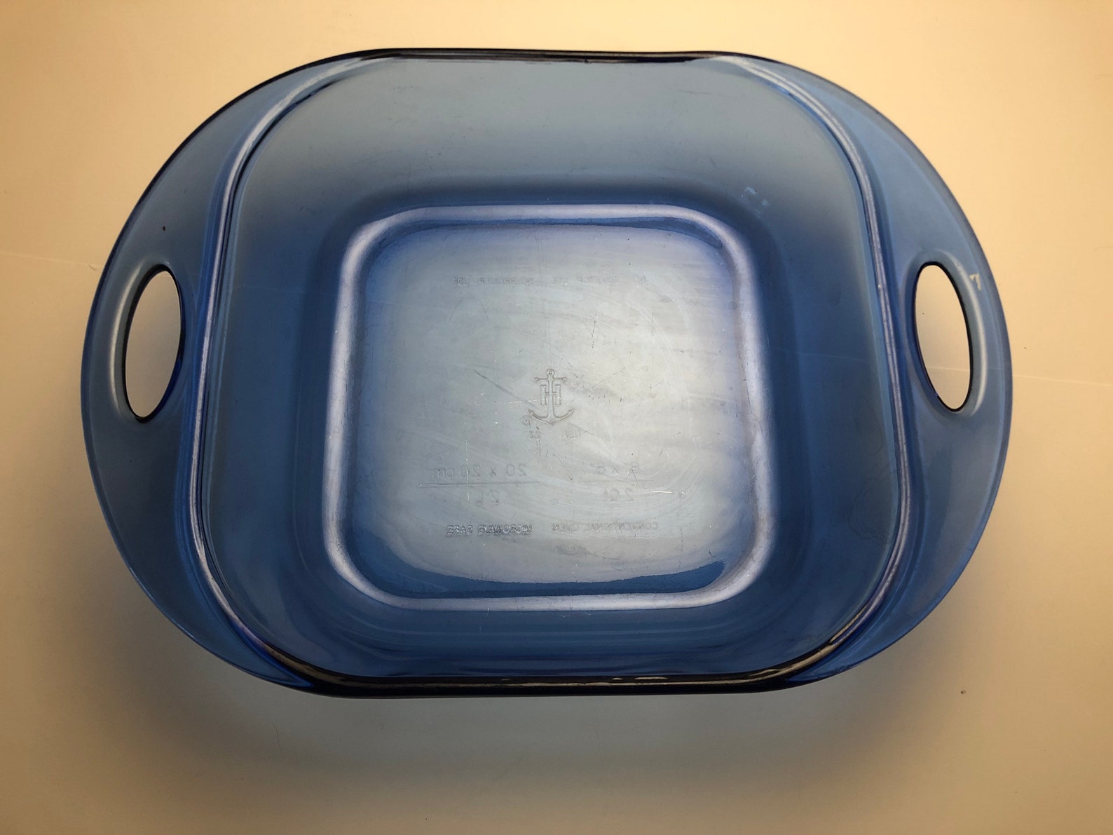 Vintage Blue Glass Square Bakeware, Blue Baking Dish in Vintage Glass ...