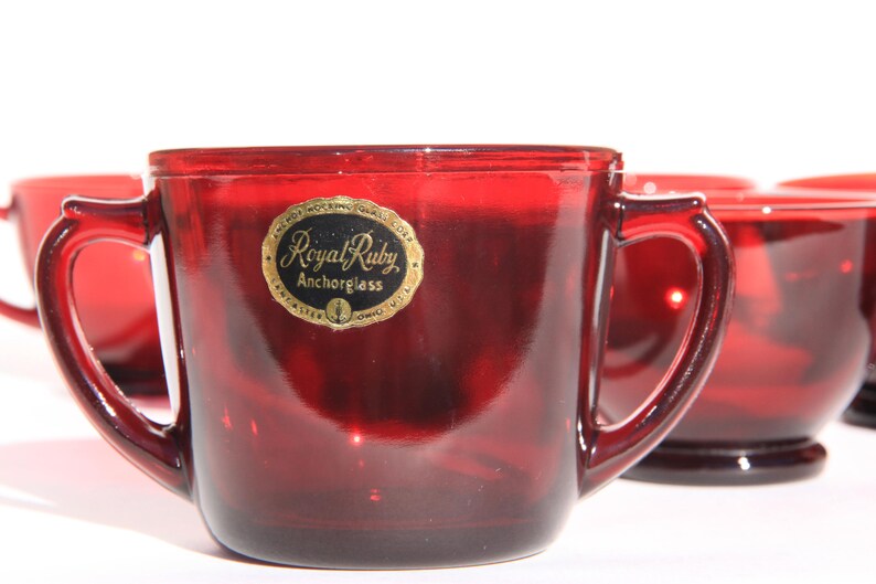 Red Vintage Glassware Set in Royal Ruby Anchorglass, 9 Piece Ruby Red ...