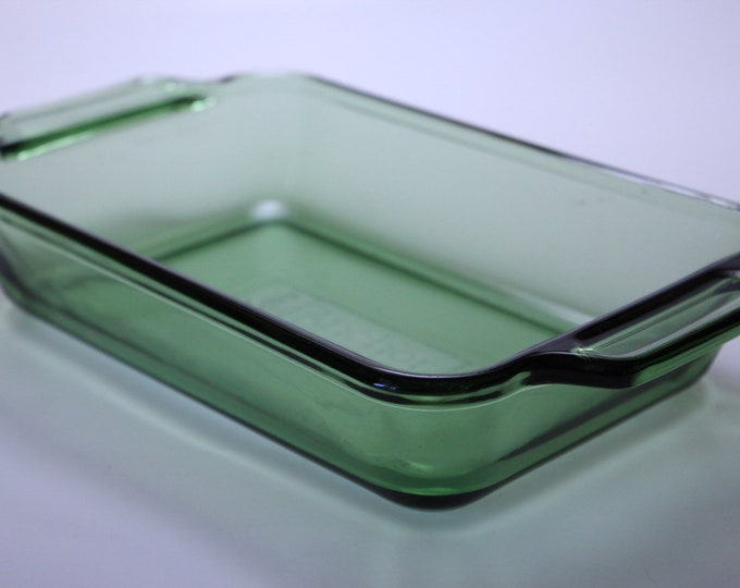 Small Vintage Green Glass Baking Dish by Anchor Hocking, 6x9 Green ...