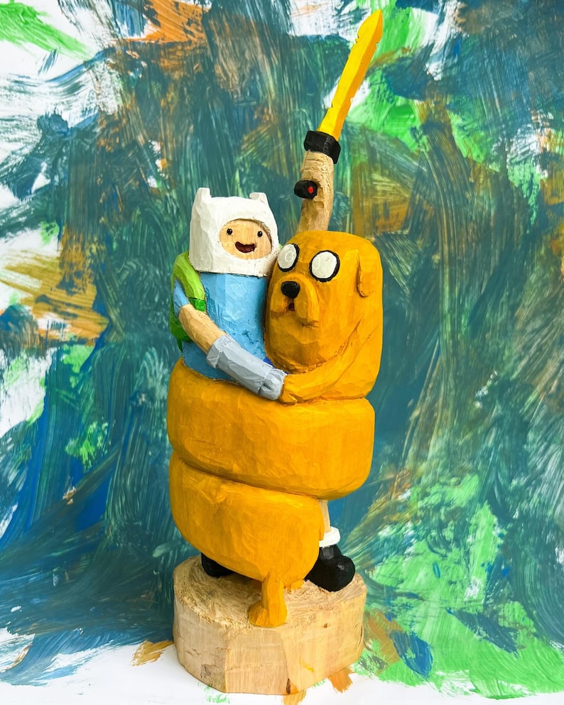 Hand-carved Wooden Figurine | Adventure Time | Pop Culture Art - Etsy