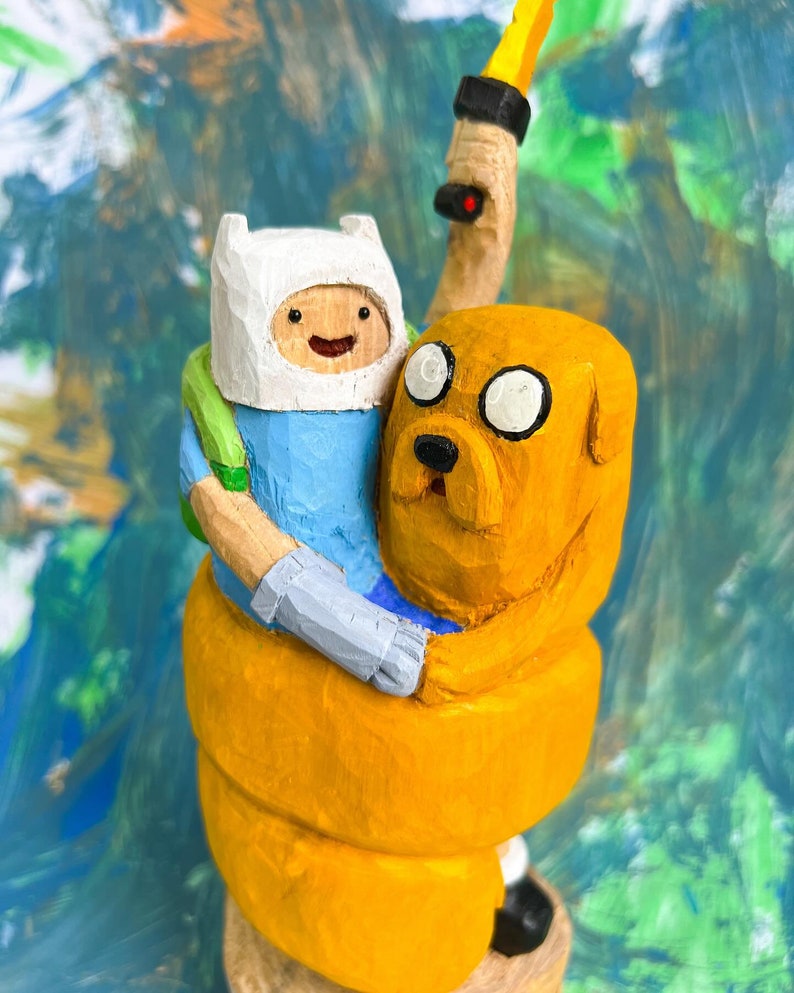 Hand-carved Wooden Figurine | Adventure Time | Pop Culture Art - Etsy