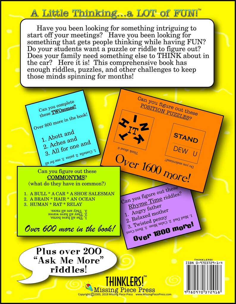 Thinklers! 1 - A Collection of Brain Ticklers! - Etsy