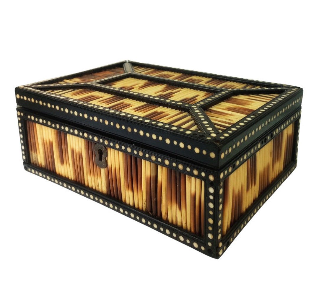 Large Antique Porcupine Quill Box Anglo Indian Ceylon Handcrafted in ...