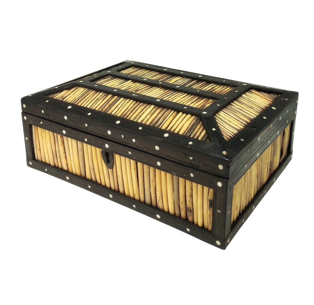 Large Antique Porcupine Quill Box Anglo Indian Ceylon Handcrafted in ...