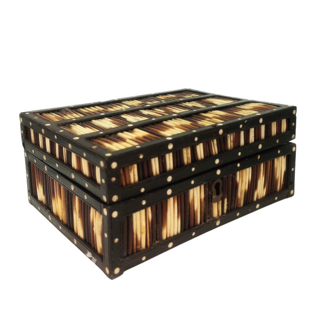 Large Antique Porcupine Quill Box Anglo Indian Ceylon Handcrafted in ...