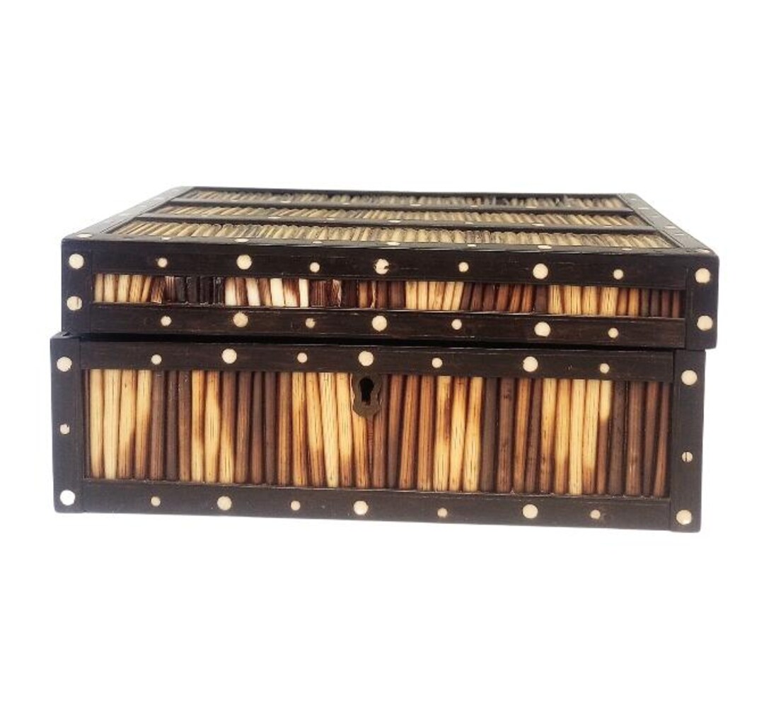 Large Antique Porcupine Quill Box Anglo Indian Ceylon Handcrafted in ...