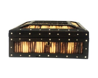 Large Antique Porcupine Quill Box Anglo Indian Ceylon Handcrafted in ...