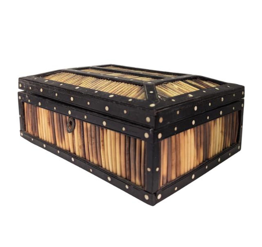 Large Antique Porcupine Quill Box Anglo Indian Ceylon Handcrafted in ...