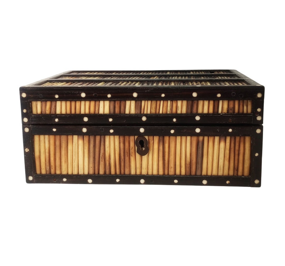 Large Antique Porcupine Quill Box Anglo Indian Ceylon Handcrafted in ...