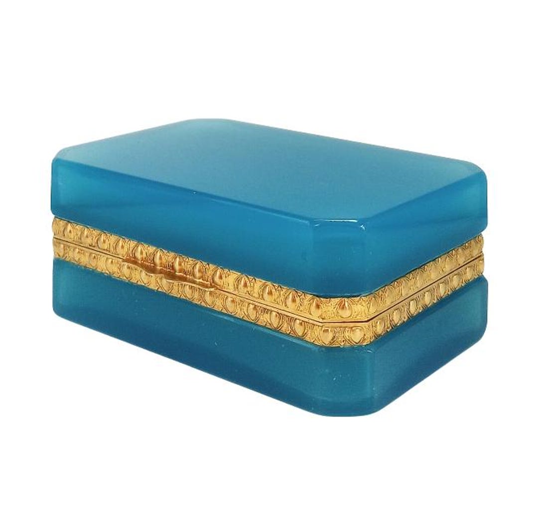 Antique French Opaline Glass Box Casket Blue Opaline French Glass ...