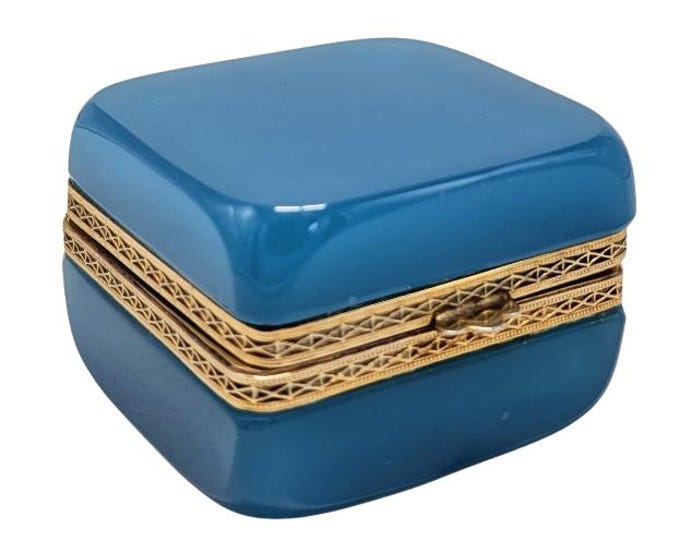 RARE Antique French Opaline Box Opaline Casket BLUE Opaline French ...