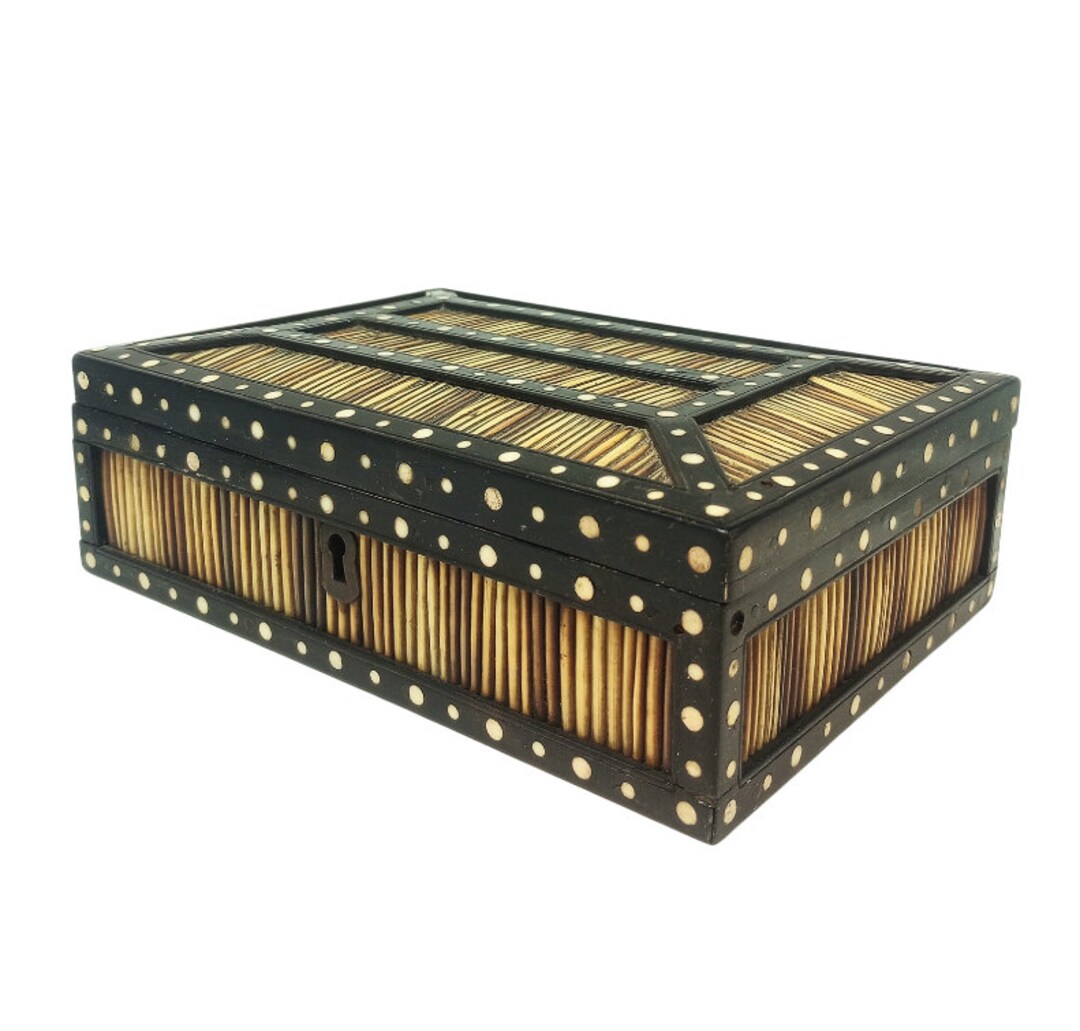 Large Antique Porcupine Quill Box Anglo Indian Ceylon Handcrafted in ...