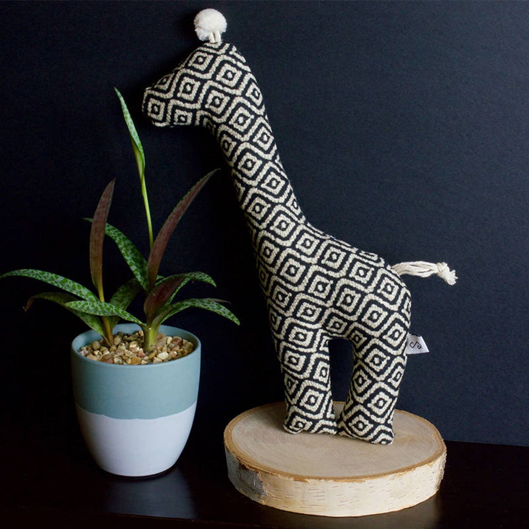 Handmade Squeaky Giraffe Dog Toy: Black Beige Geometric Boho - Etsy