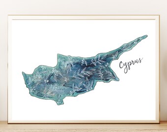 Cyprus Map Art - Etsy