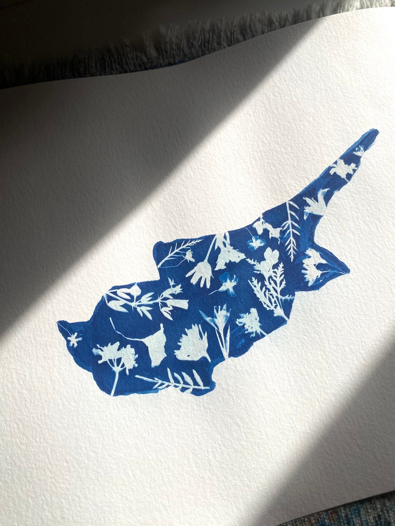 Printable Art I Cyanotype Cyprus Map I Instant Download I Cyanotype ...
