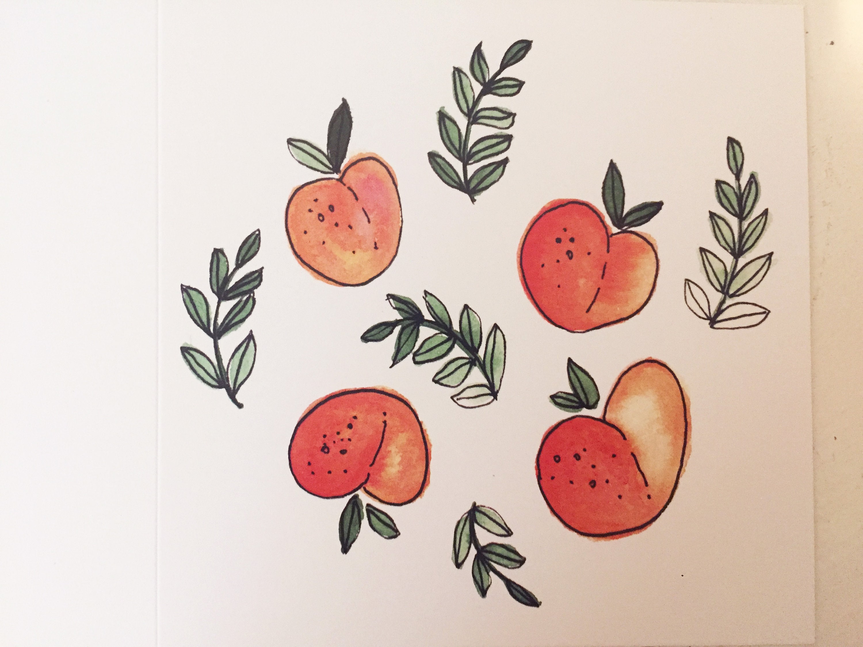 Simple Cute Peaches Watercolour Card - Perfect for Any Occasion - Etsy