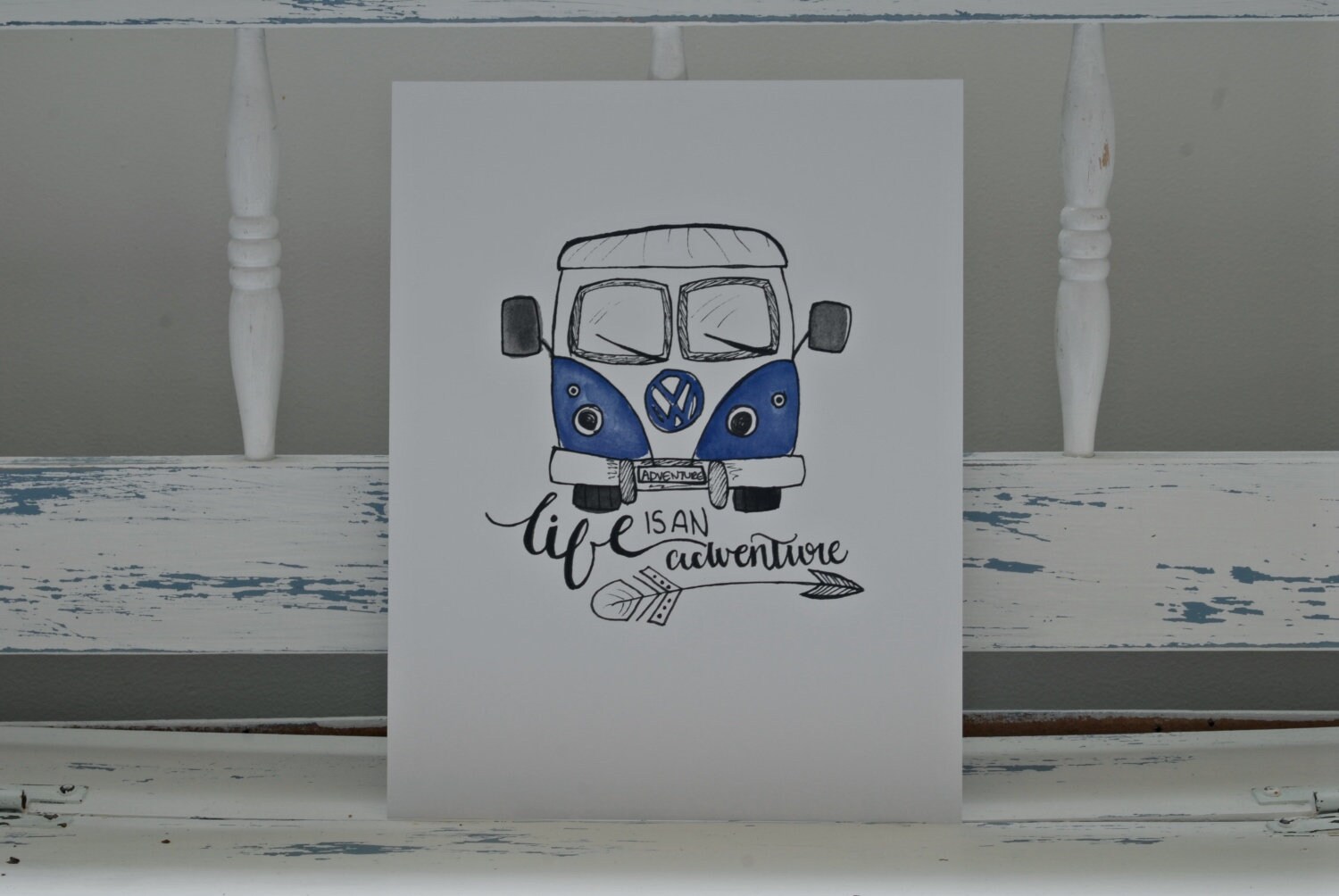 Cute Art Print - Volkswagen Bus - Life is an Adventure - Etsy