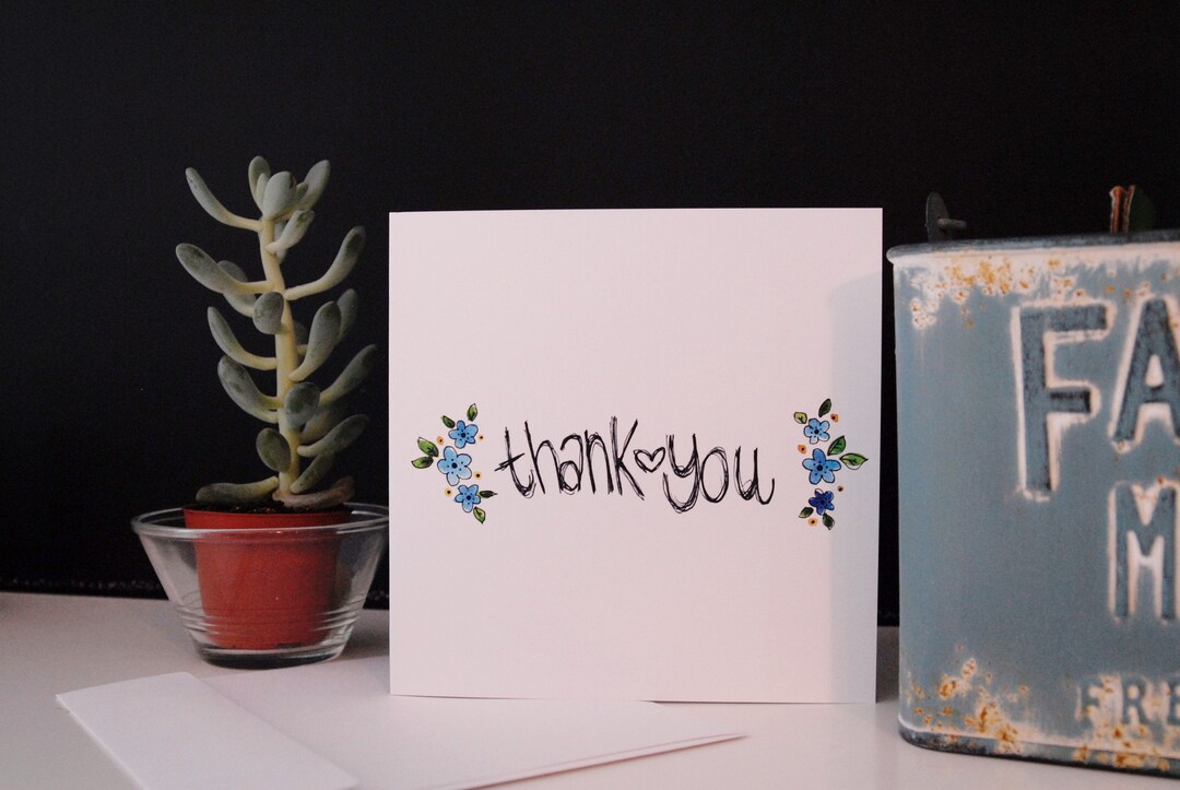 Simple Thank You Floral Card - Etsy