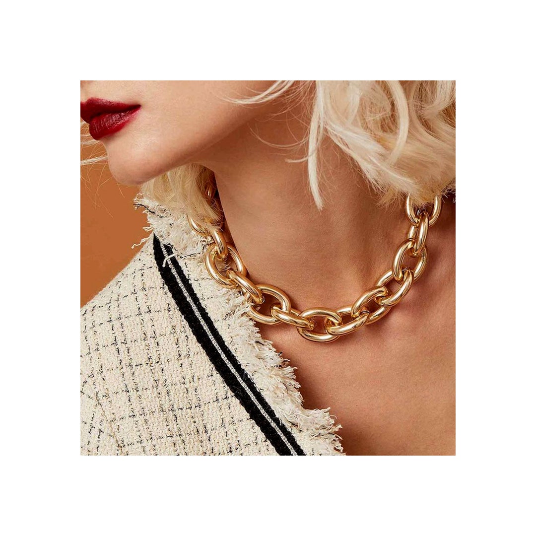 Gold Chunky Necklace Boho Chunky Necklace Chunky Short - Etsy