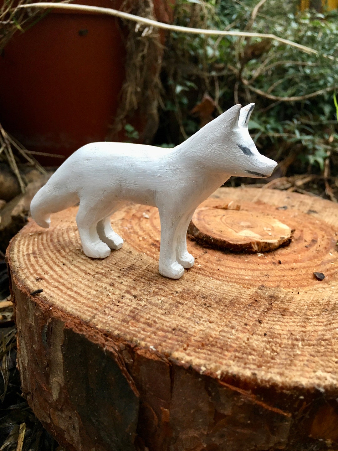Arctic Fox Carving, Hand Painted Simple Carving - Etsy