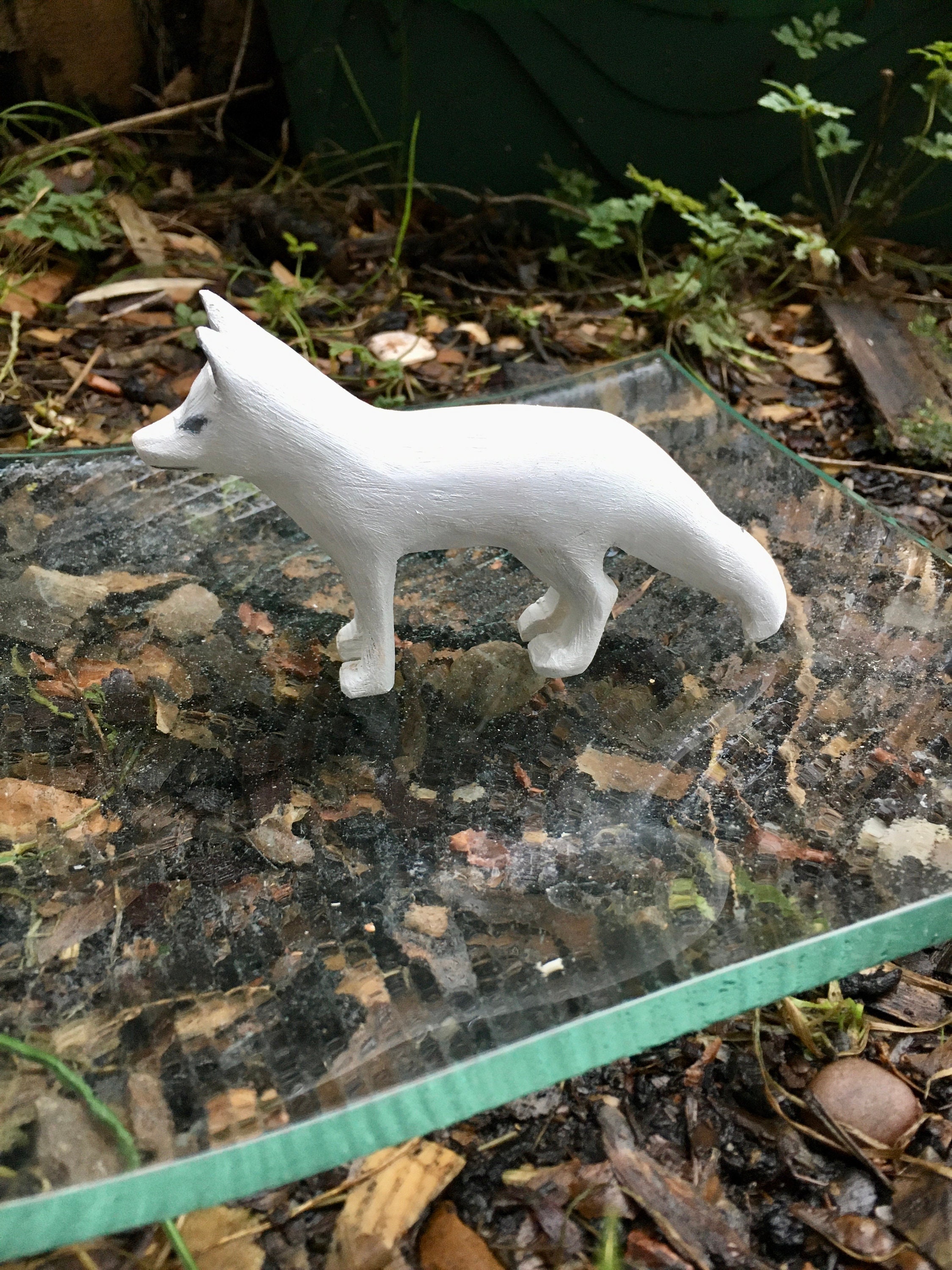Arctic Fox Carving, Hand Painted Simple Carving - Etsy