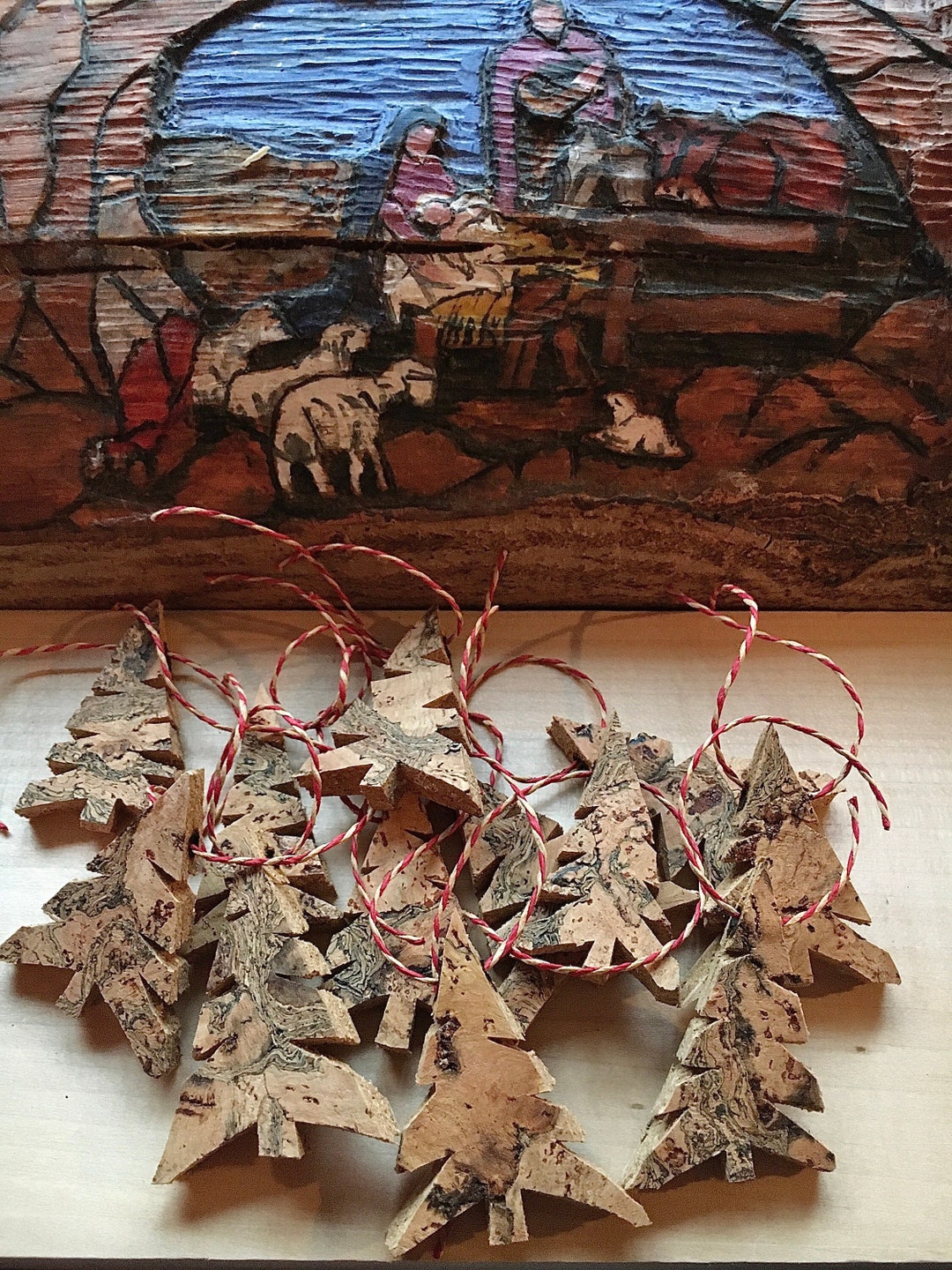 Set of 3 Cork Christmas Tree Decorations, - Etsy