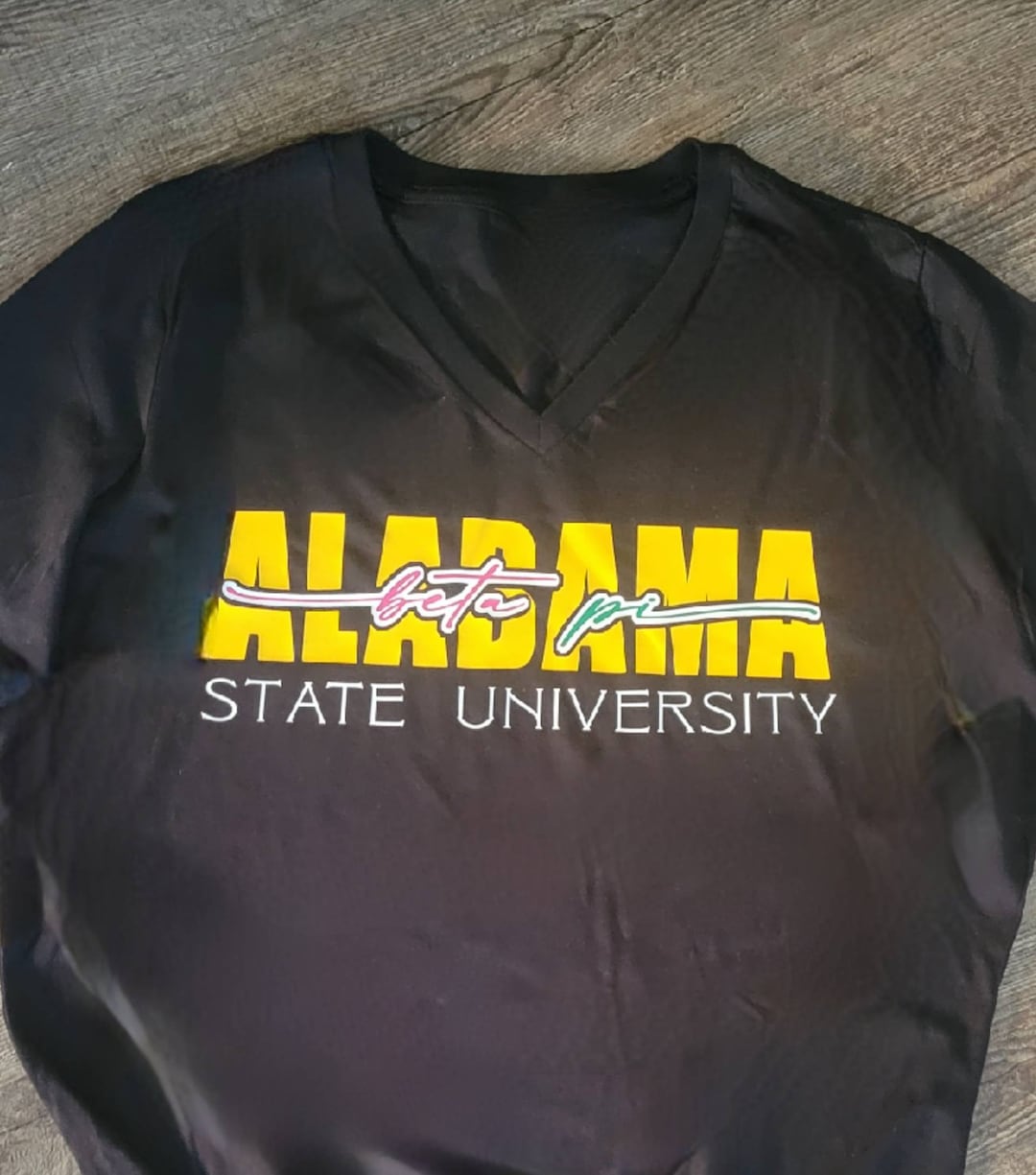 Black Shirt Alabama State With Beta Pi in Pink and Green Custom Order ...