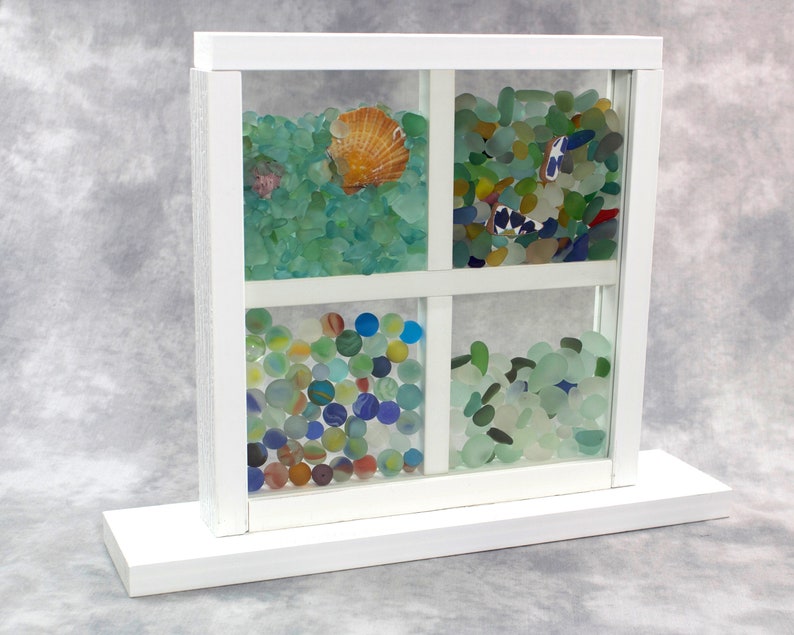Wanderer Stand up Sea and Beach Glass Display Window With Dividers-4 ...