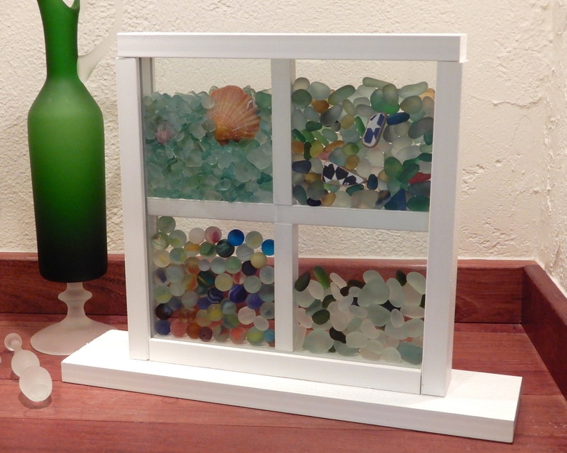 Wanderer Stand up Sea and Beach Glass Display Window With Dividers-4 ...