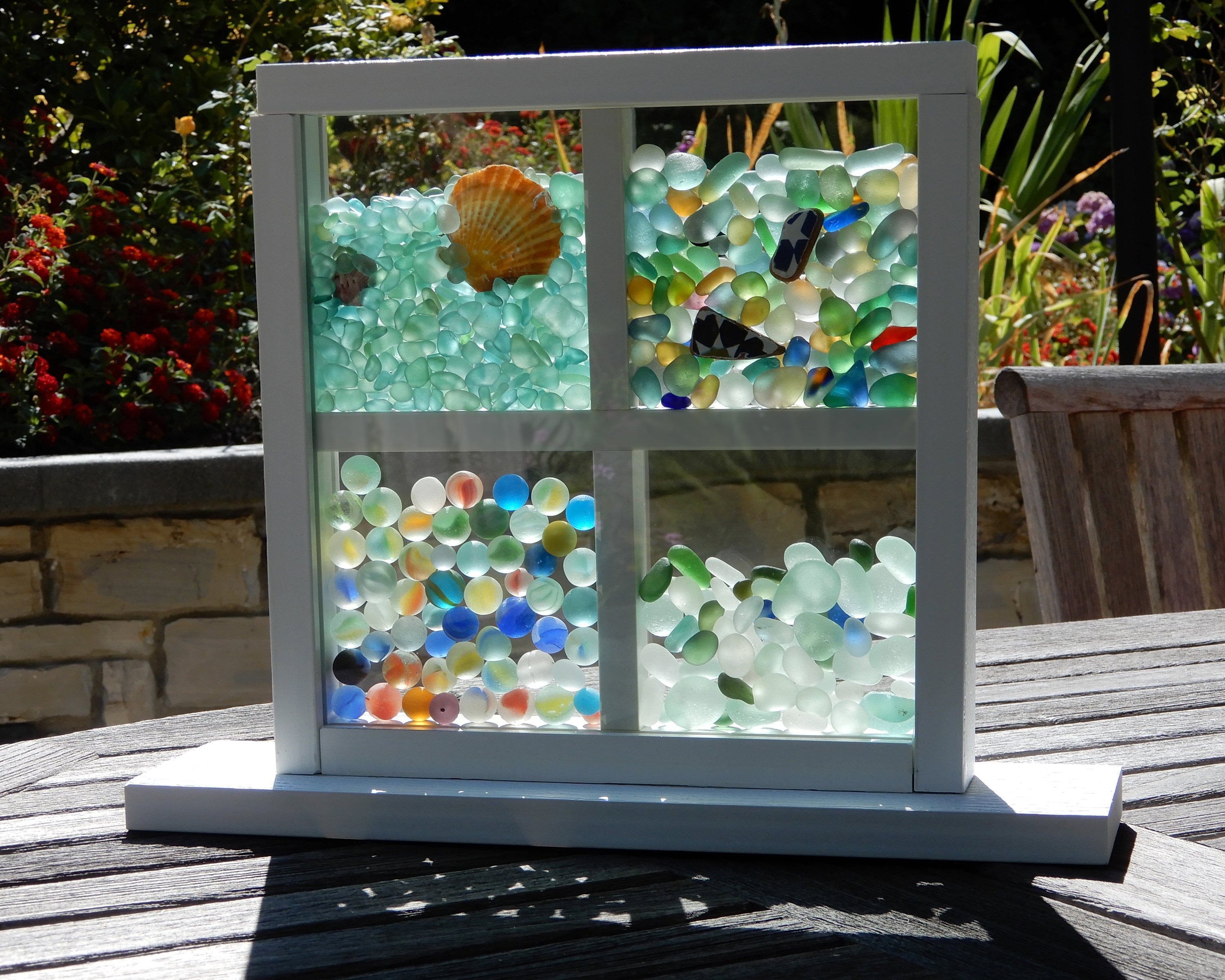 Wanderer Stand up Sea and Beach Glass Display Window With Dividers-4 ...
