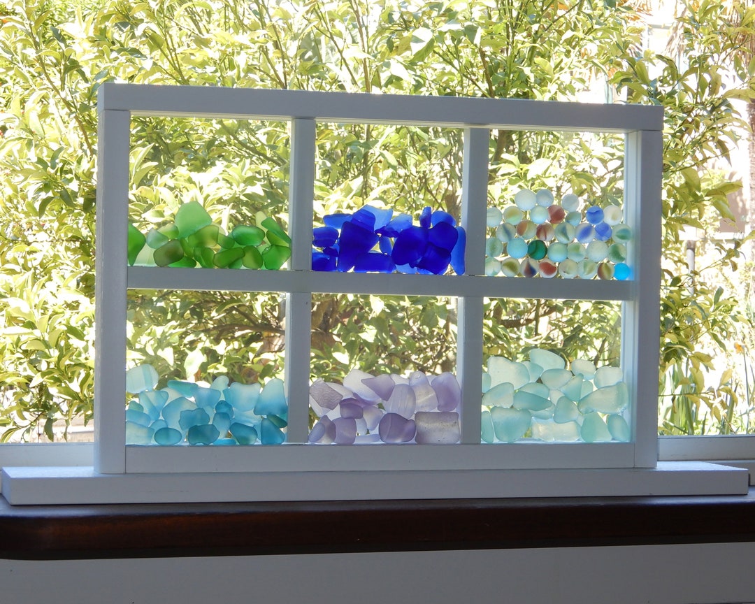 Dreamcatcher Stand up Sea and Beach Glass Display Window With Dividers ...