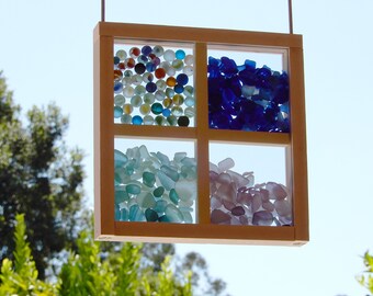 Dreamcatcher Stand up Sea and Beach Glass Display Window With Dividers ...