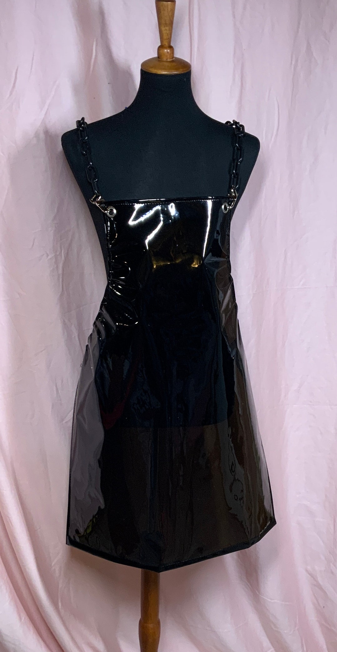 Black Plastic Vinyl Transparent Apron With a Pocket - Etsy