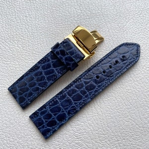 20mm - Blue Croco Embossed Simple Leather Watch Strap (small Size) - Etsy
