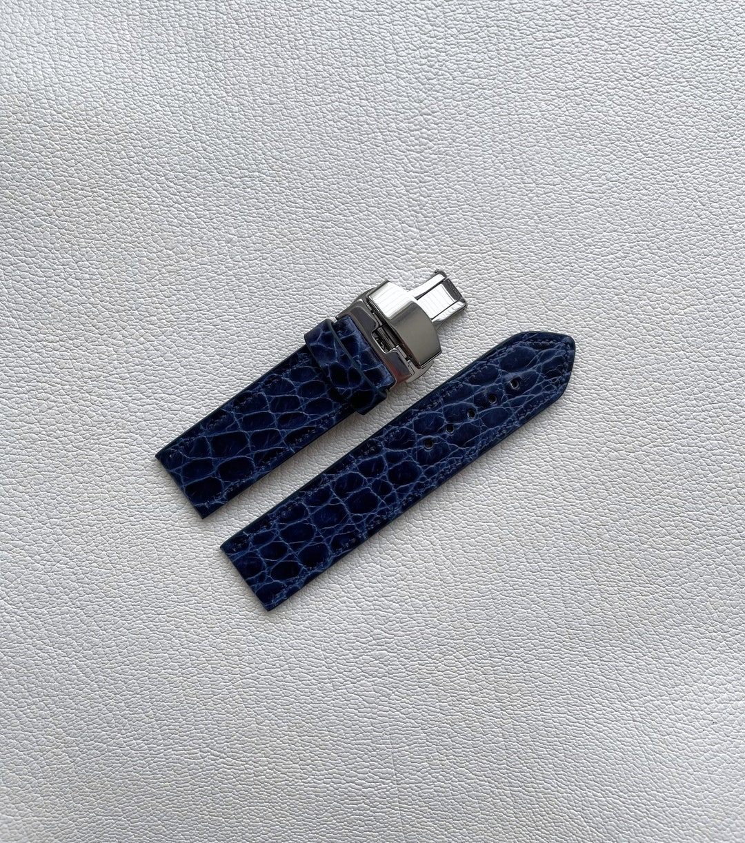 Blue Croco Embossed Simple Leather Watch Strap 20mm (small Size) - Etsy