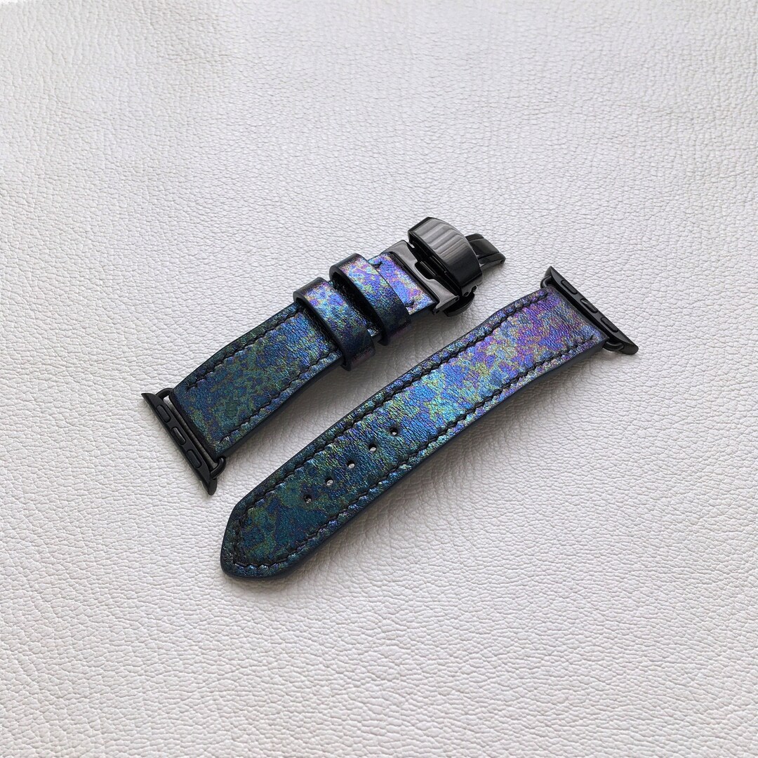 22mm - Metallic Leather Apple Iwatch Strap - 38/40/41 - Etsy