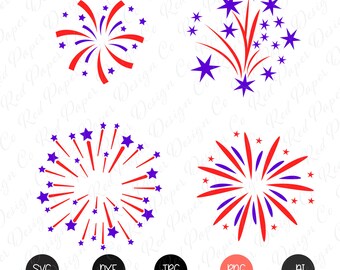 Glitter Fireworks Clipart 4th of July Digital Stickers - Etsy