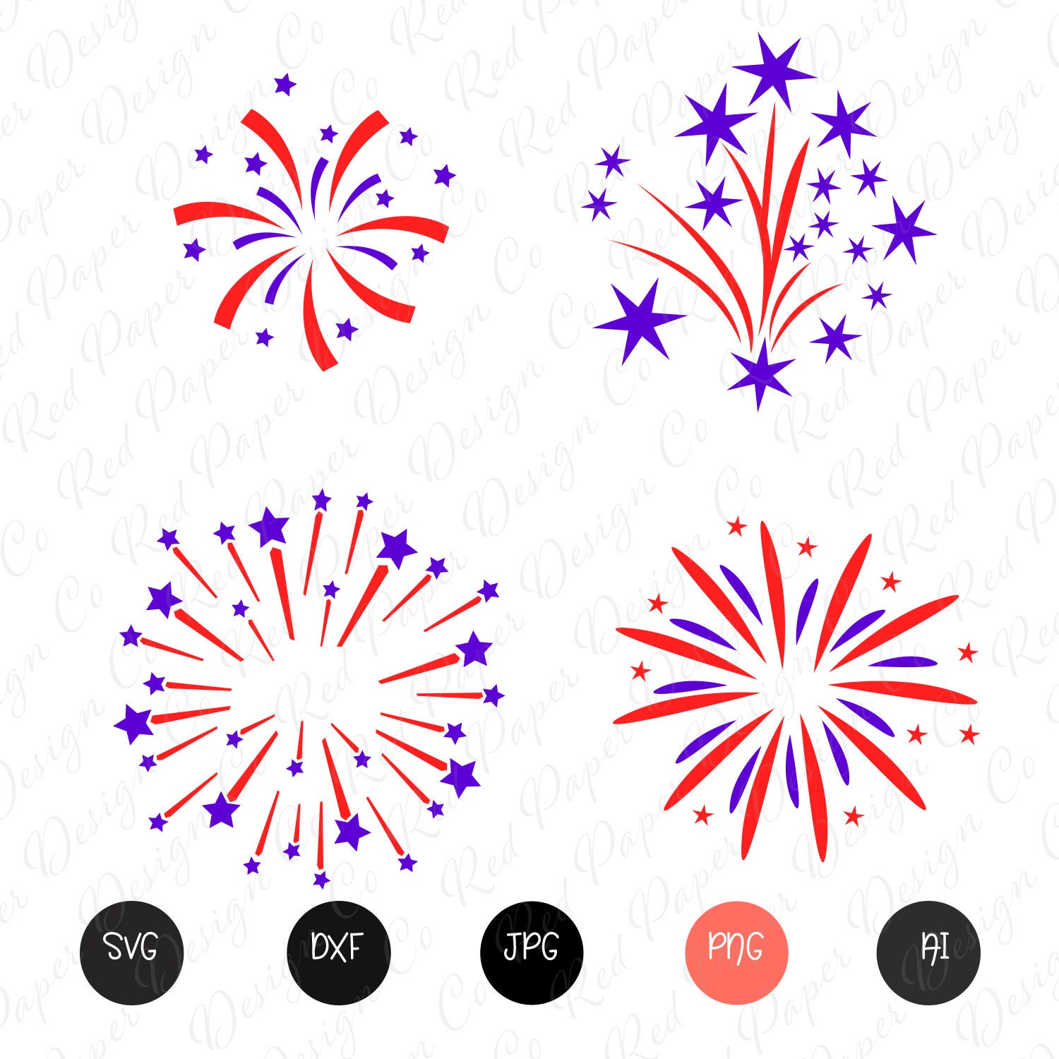 Fireworks SVG USA Cut File Bundle Patriotic Silhouette | Etsy