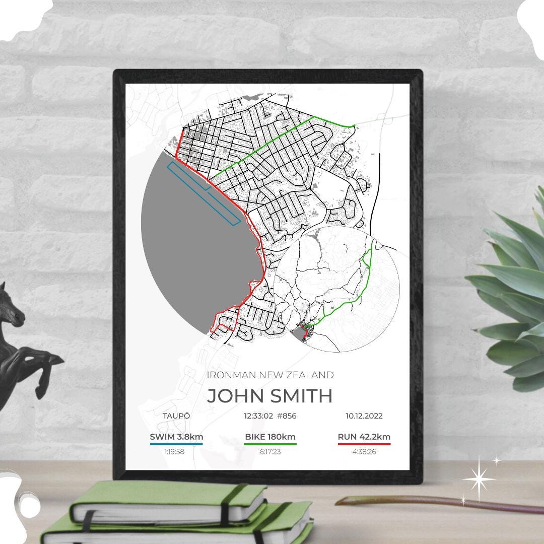 Personalised Triathlon Map Custom Race Map Finisher Gift Any Triathlon ...