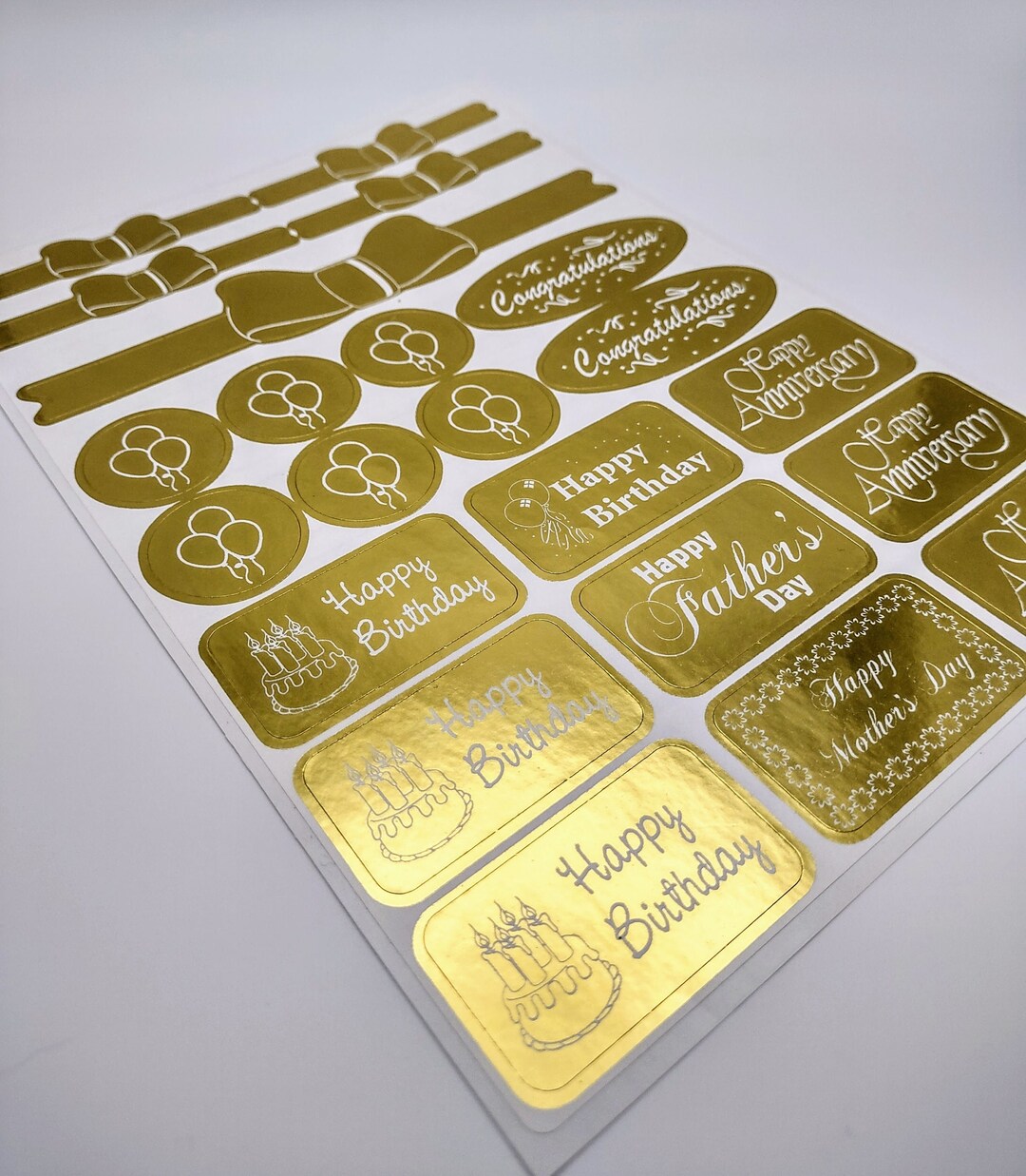 Envelope Seals Gold Metallic Stickers Congratulations Happy Birthday ...