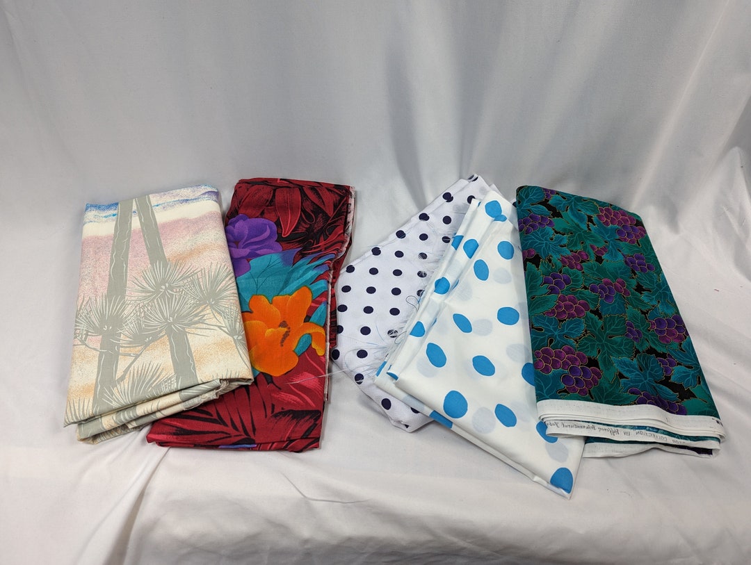 DESTASH Fabric Bundle - Tropical Patterns and Polk Dots - Etsy