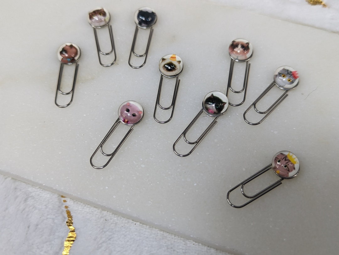 Silver Cartoon Cat Cabochon Paper Clips - Set of 3 at Random ...