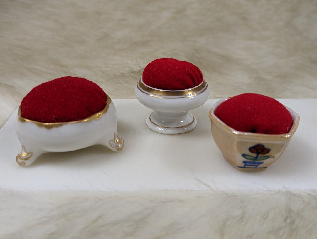 Tiny Porcelain Pin Cushion: Red Emery Sewing Notion - Etsy